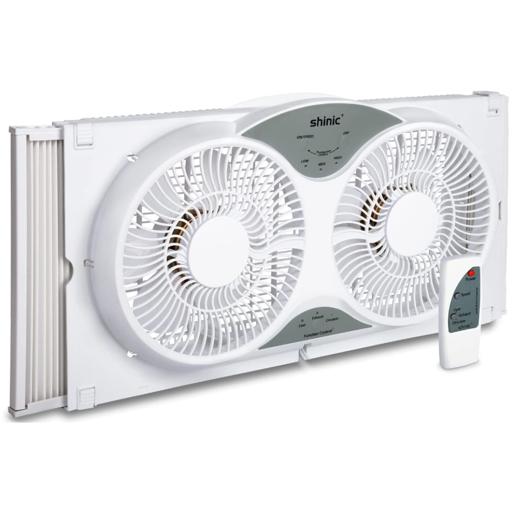 Shinic 9 Inch Twin Window Fan with Remote, 3 Speeds, 3 Function ...