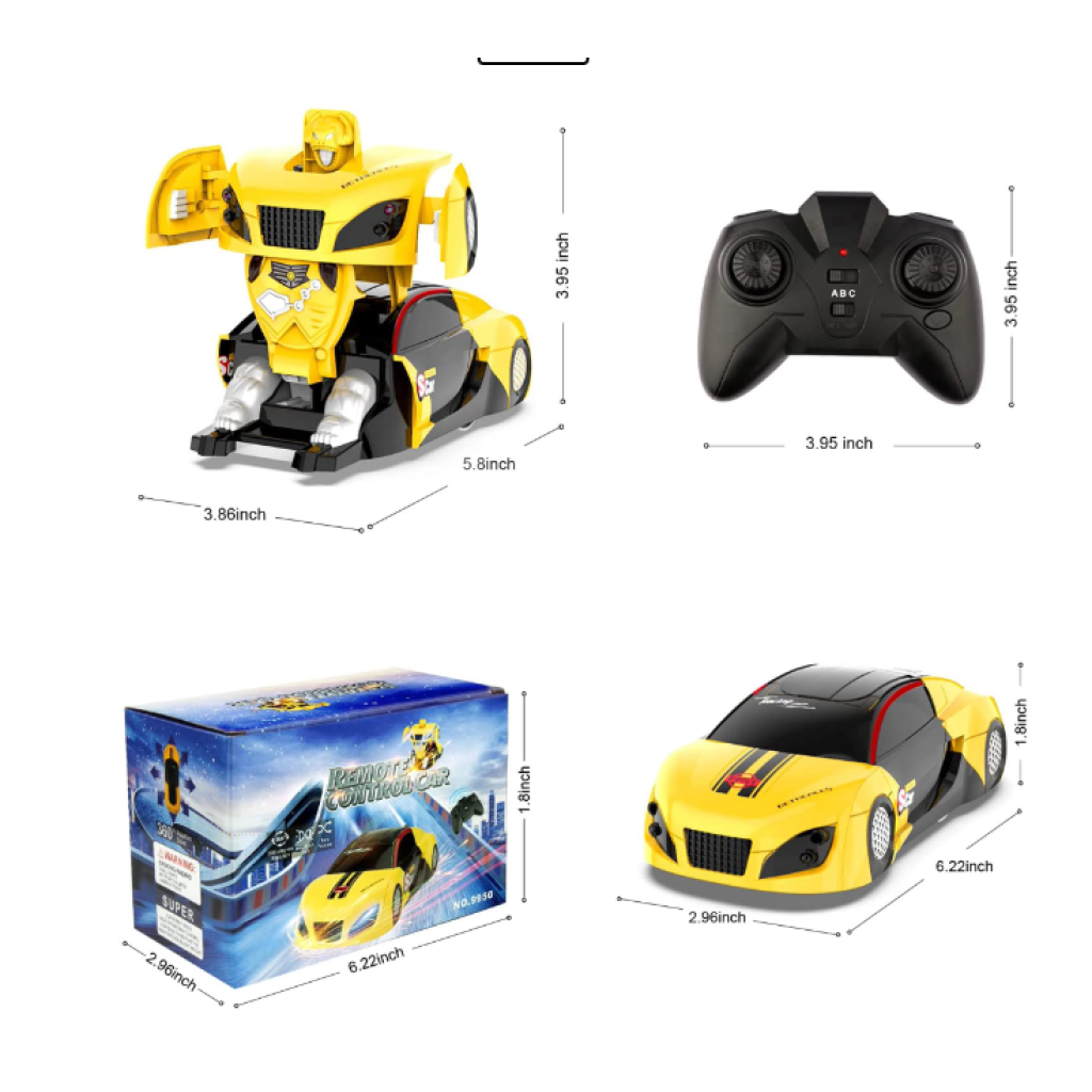 Allaugh Wall Climbing Remote Control Car, Transform Robot RC Cars for ...
